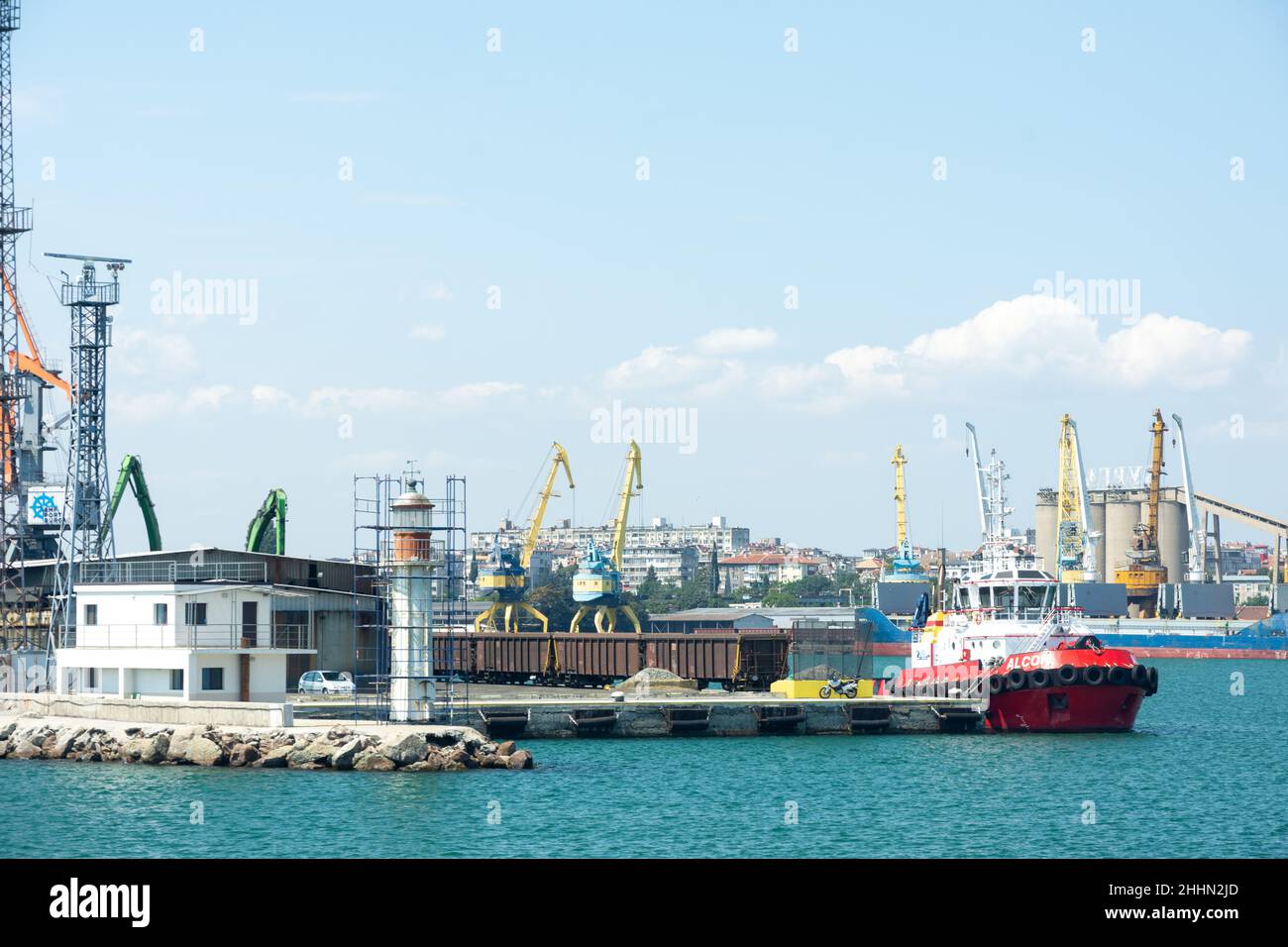 Cargo port in Burgas, Bulgaria Stock Photo - Alamy