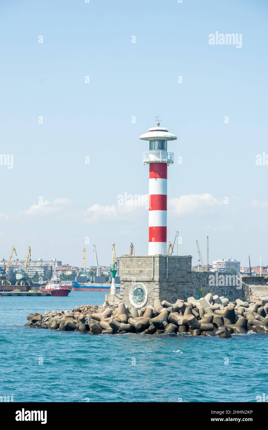 Lighthouse in the port of Bourgas, Bulgaria Stock Photo - Alamy