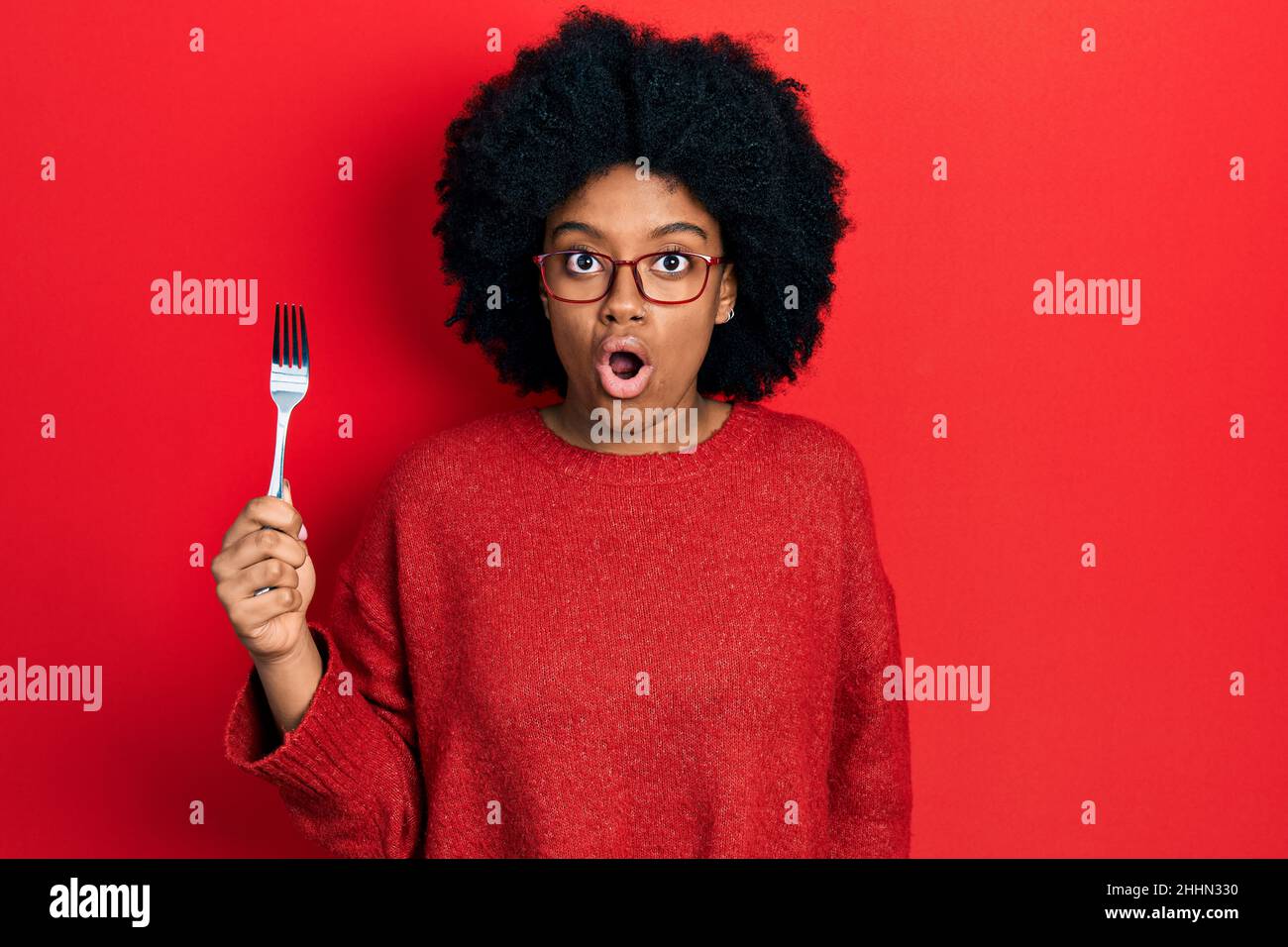Woman shiny silver fork hi-res stock photography and images - Alamy