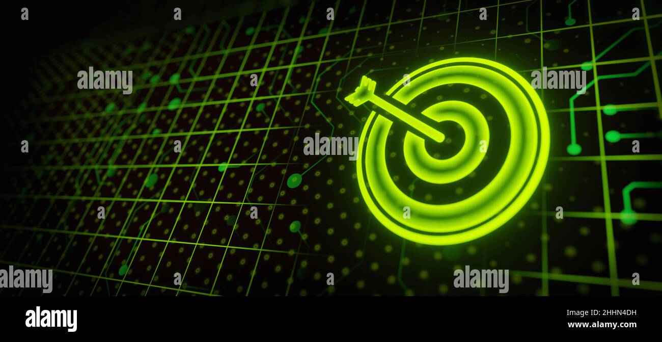 Hologram arrow and the target. An arrow and a target made of futuristic ...