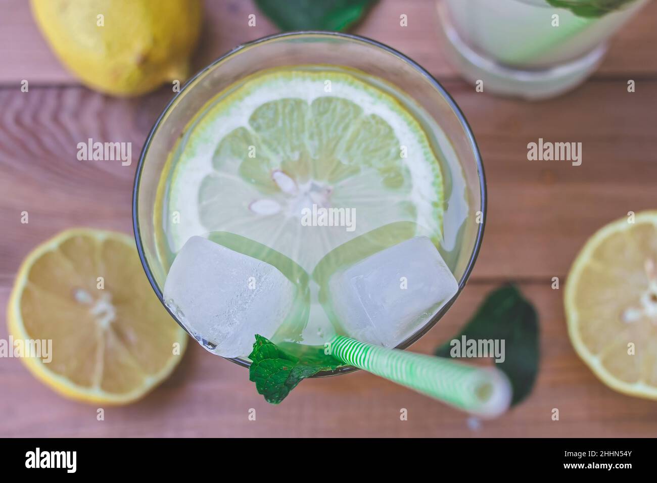 Top view of a glass of refreshing cold lemonade Stock Photo - Alamy