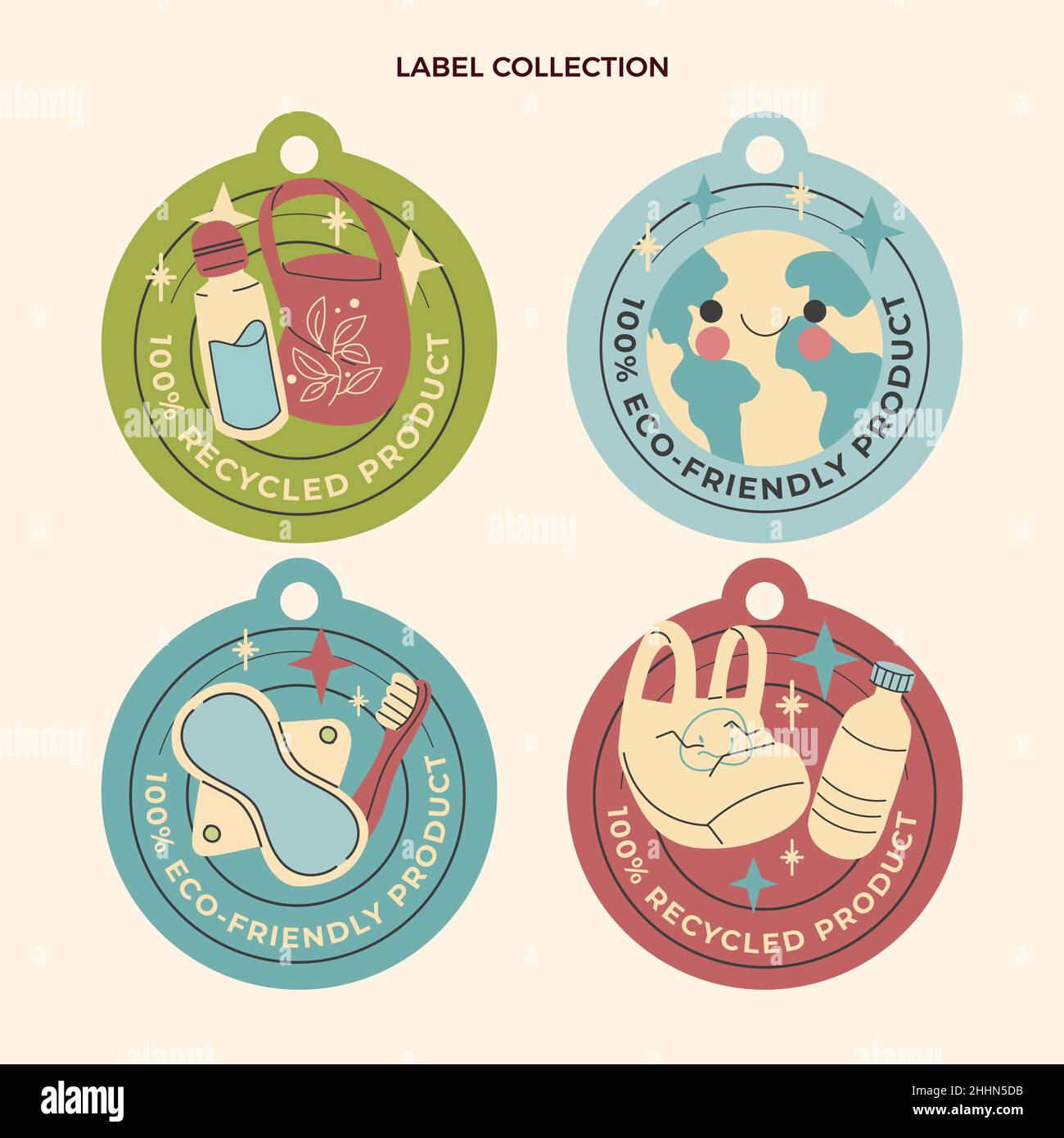 Hand drawn flat design ecology badges Vector illustration Stock Vector ...