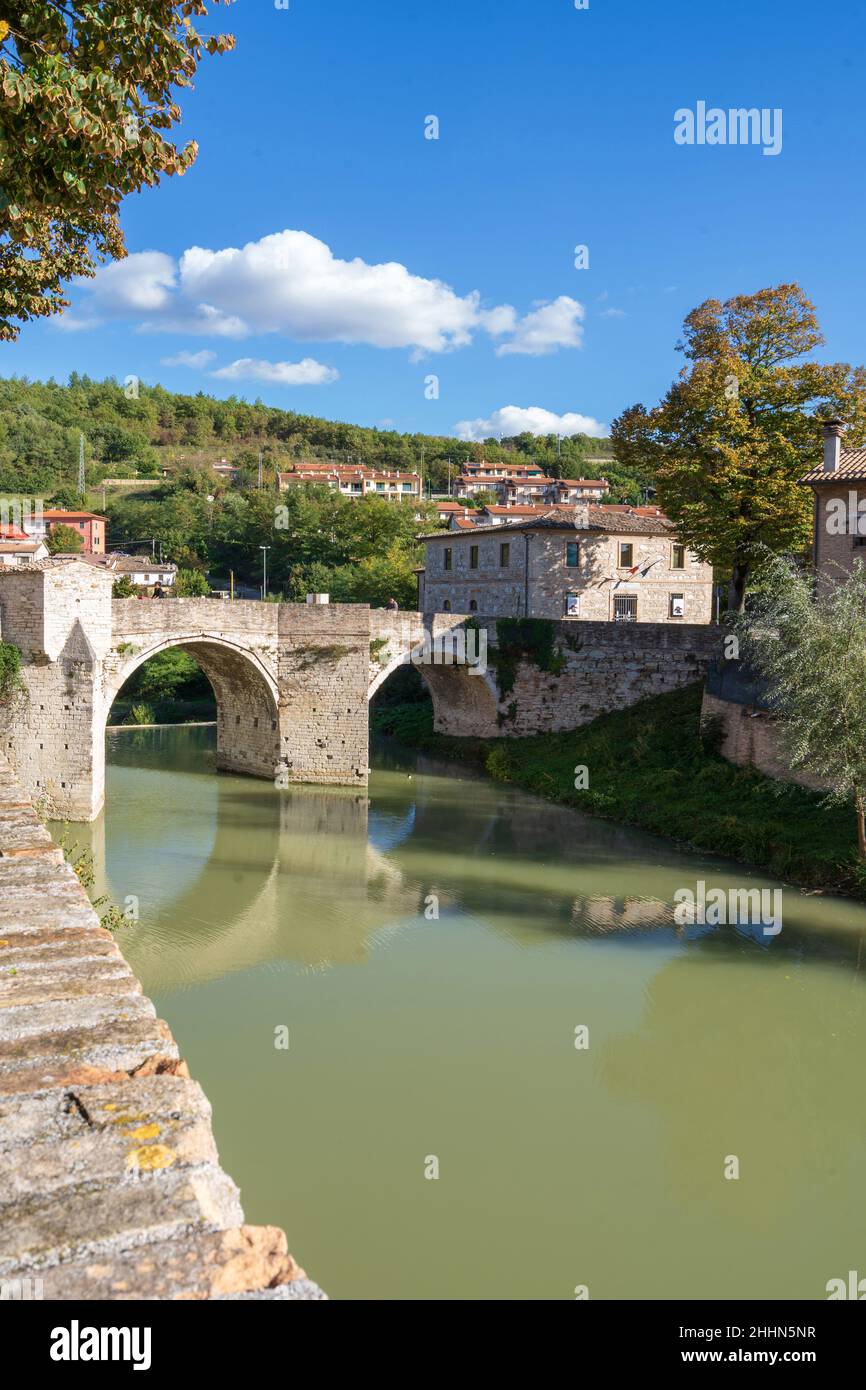 View of the Roman Bridge of Fermignano birthplace of the Renaissance ...