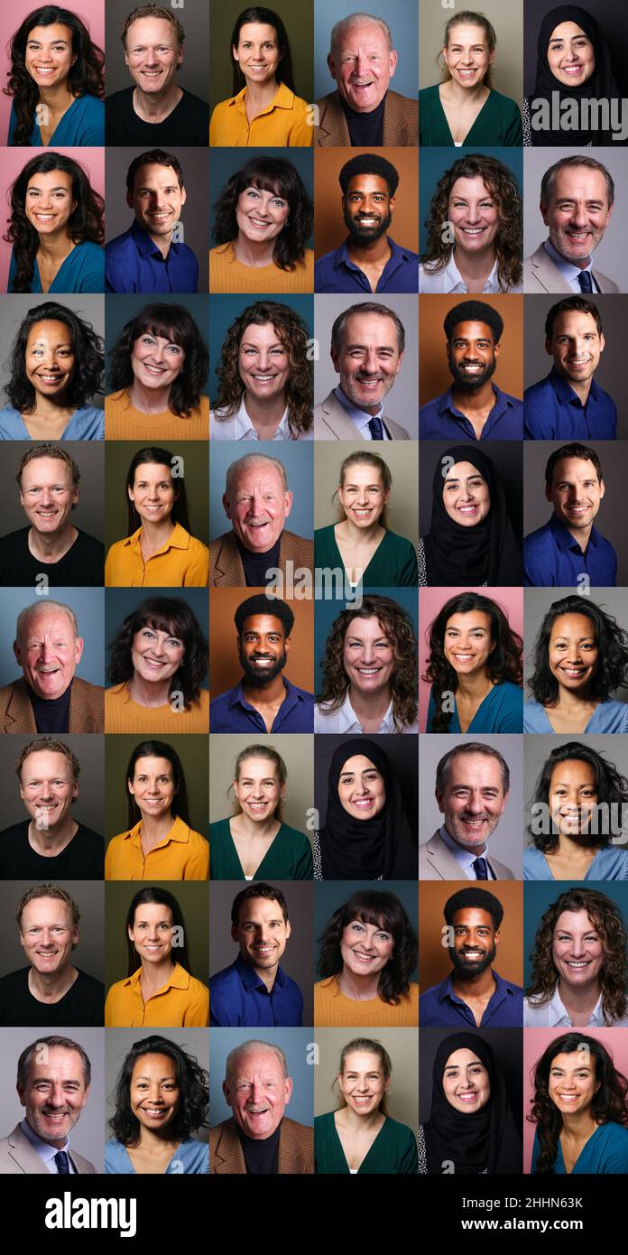 Group of people in a collage Stock Photo - Alamy