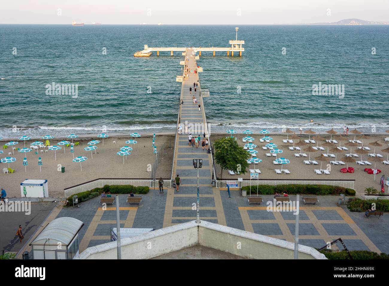 View of Burgas bridge. Beautiful Black Sea landscape from Burgas ...