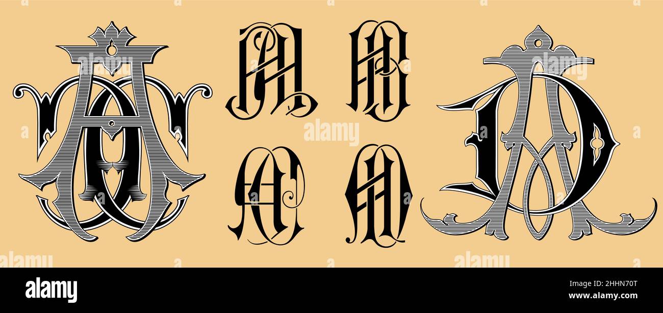 Vintage monogram AA,AB,AC,AD tattoo Stock Vector Image & Art - Alamy