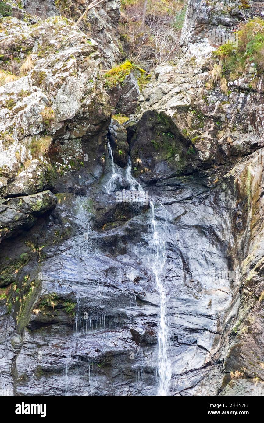 FOYERS HIGHLANDS SCOTLAND ROCKS AND THE UPPER REACHES OF THE WATERFALL ...