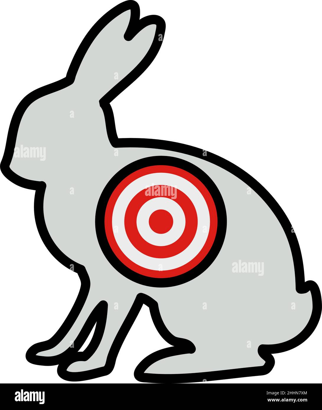 Icon Of Hare Silhouette With Target. Editable Bold Outline With Color ...