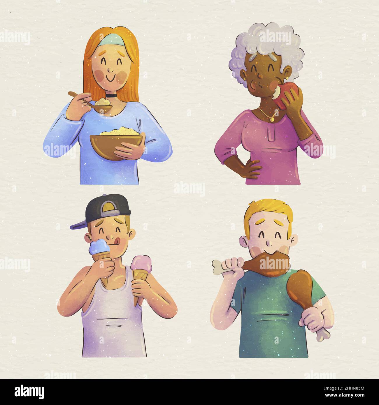 Watercolor people eating illustration Vector illustration Stock Vector ...