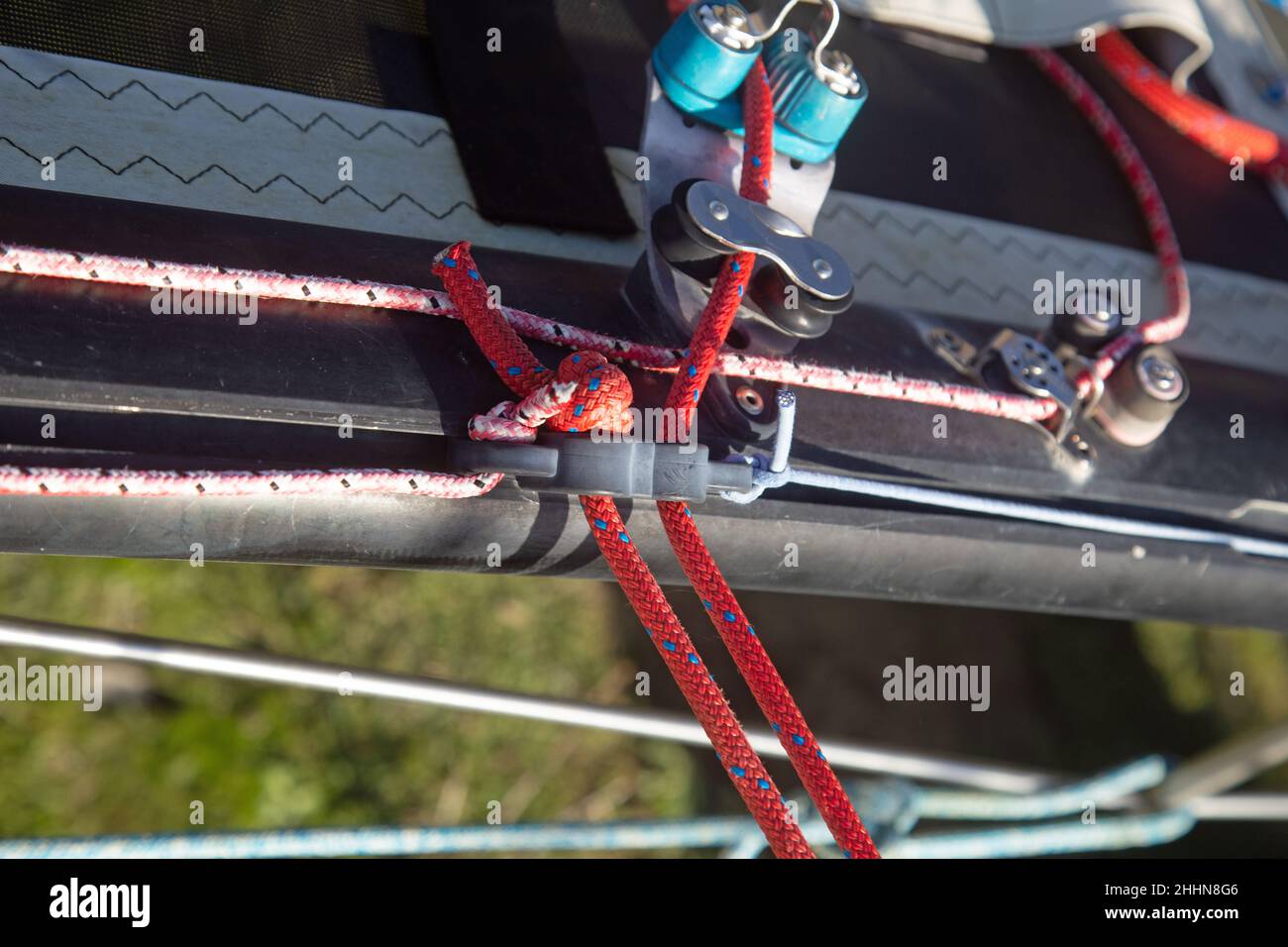 Rigging and cables on a boat Stock Photo - Alamy