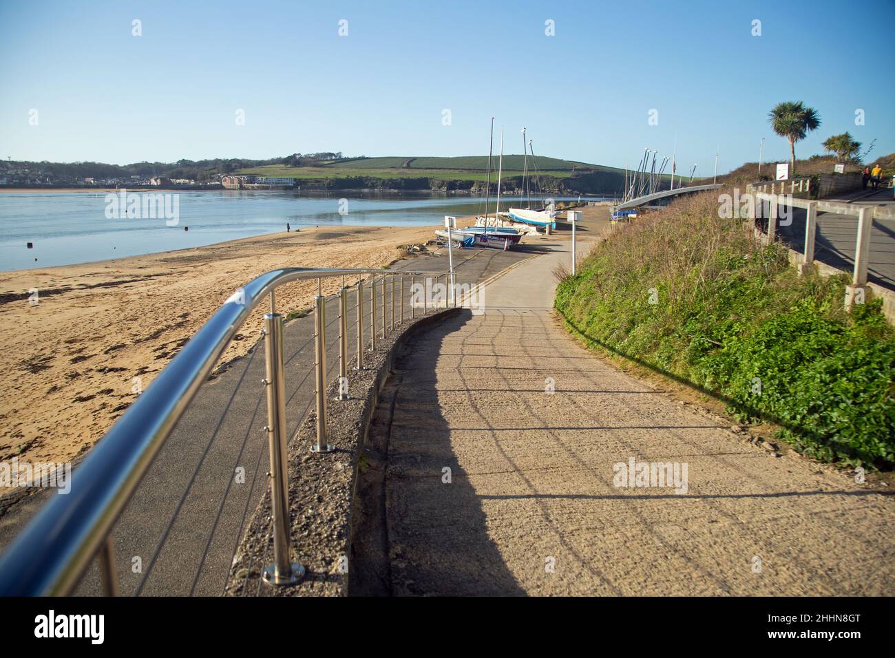 A walkway down to the beach at Rock photographed on a sunny day in ...