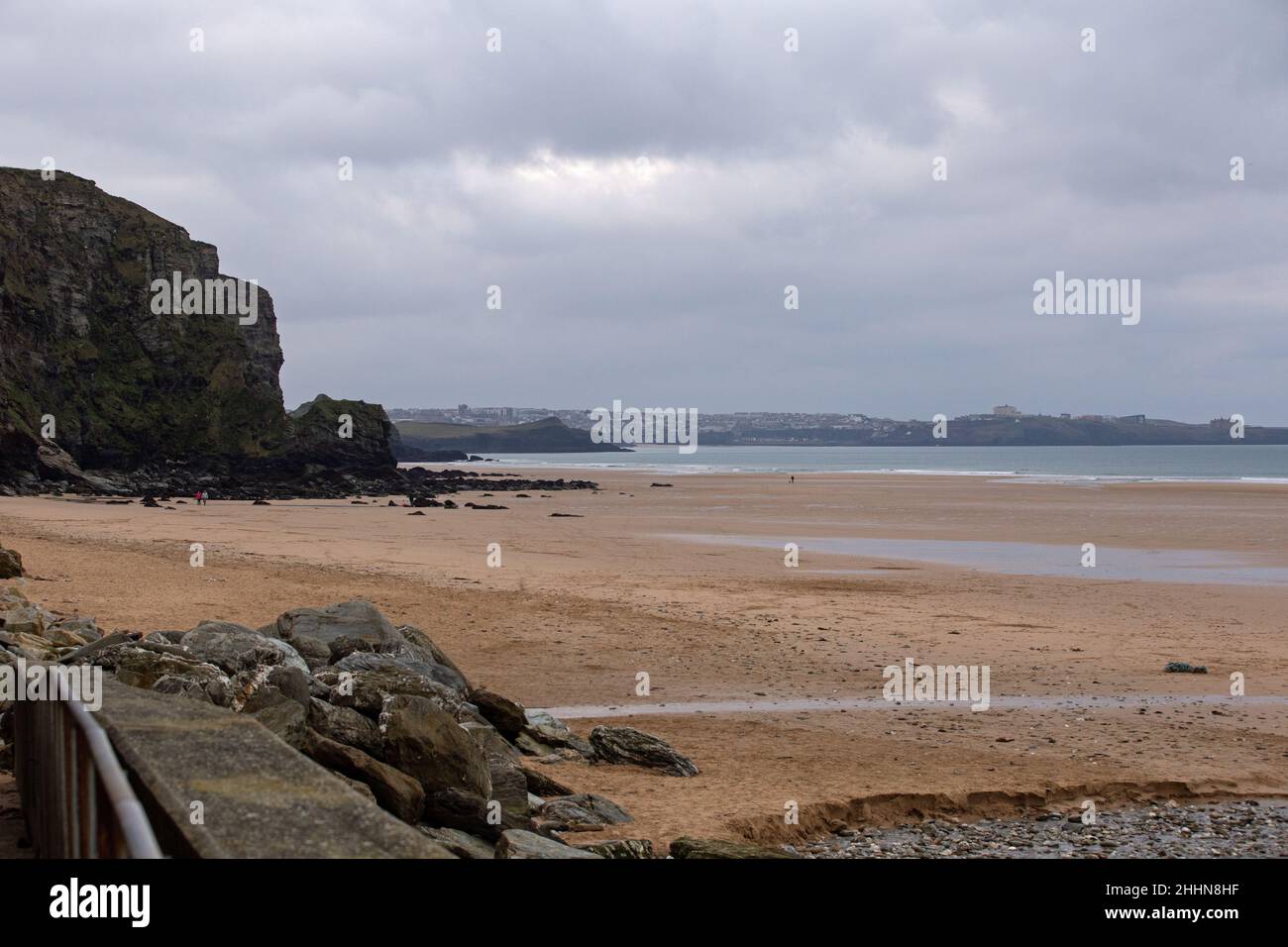 Watergate Bay beach, Cornwall, England, January 18th 2022, a view of ...