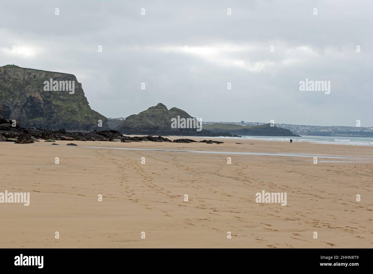 Watergate Bay beach, Cornwall, England, January 18th 2022, a view of ...