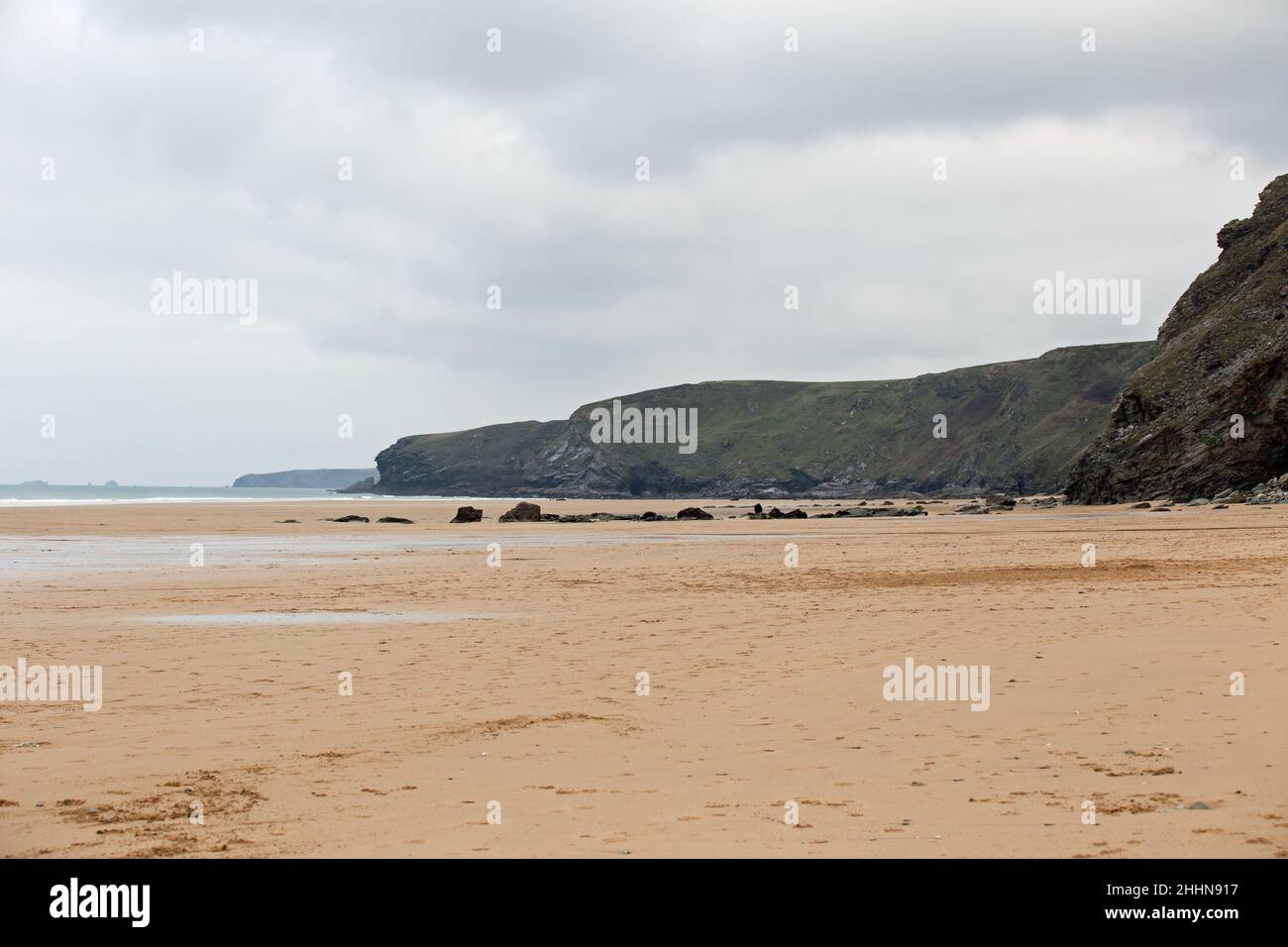 Watergate Bay beach, Cornwall, England, January 18th 2022, a view of ...
