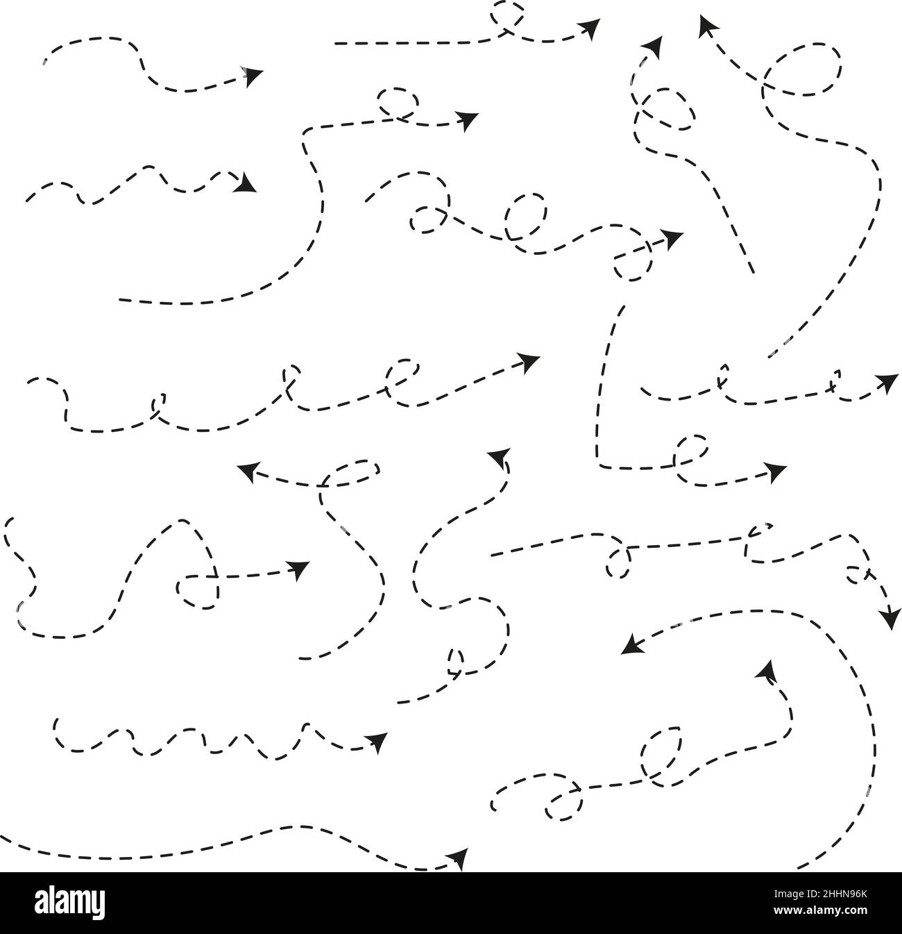 dashed line arrows vector set Stock Vector Image & Art - Alamy