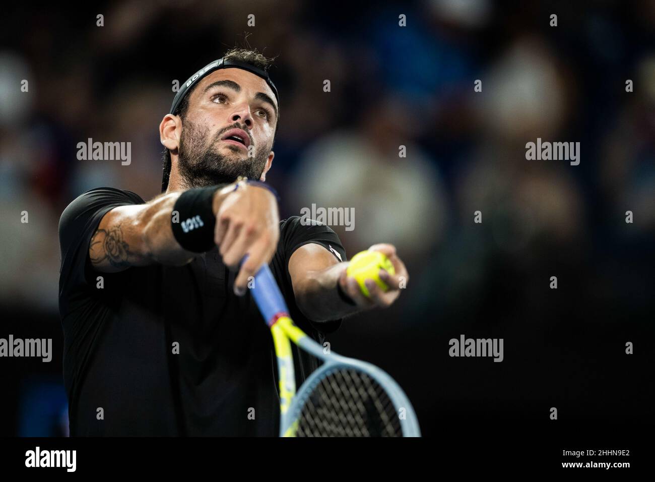 MELBOURNE, AUSTRALIA - JANUARY 23: Matteo Berrettini of Italy during his 4th round men's singles ...
