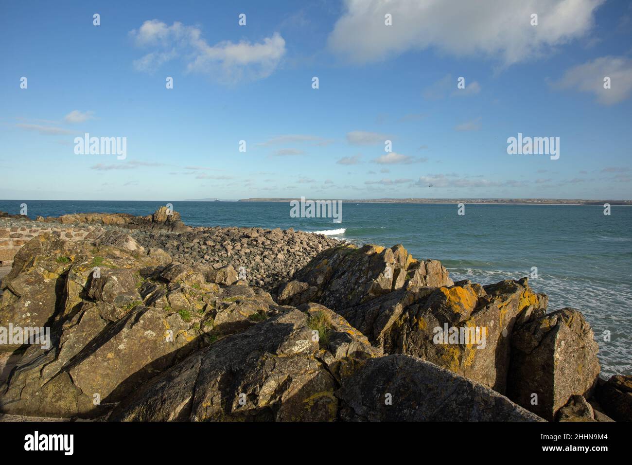 Rocky beach scene at St Ives Cornwall, England 20th January 2022 Stock ...