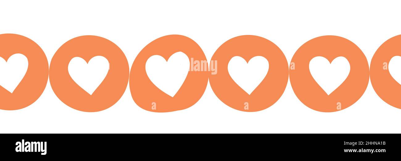 Cute hearts seamless vector border. Repeating horizontal pattern with ...
