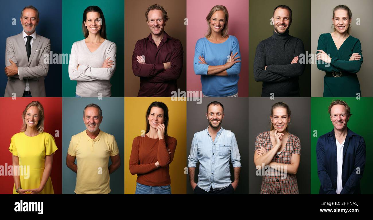 Beautiful happy people in front of a background Stock Photo - Alamy