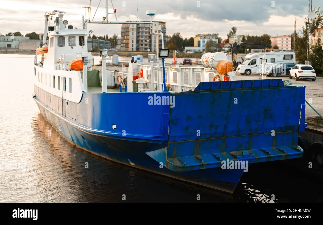 Shipping ferry docked at the pier Stock Photo - Alamy