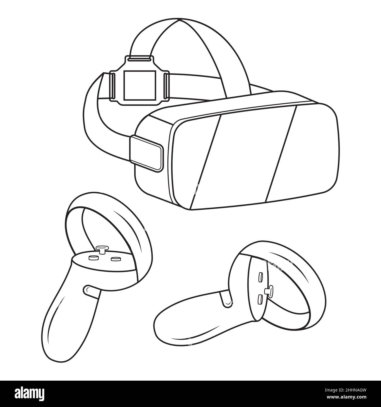 virtual reality glasses and joystick isolated on white background ...