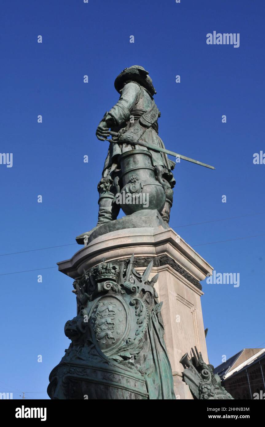 Copenhagen/Denmark./25 January 2022/Statues of great dane Niels Juel in ...