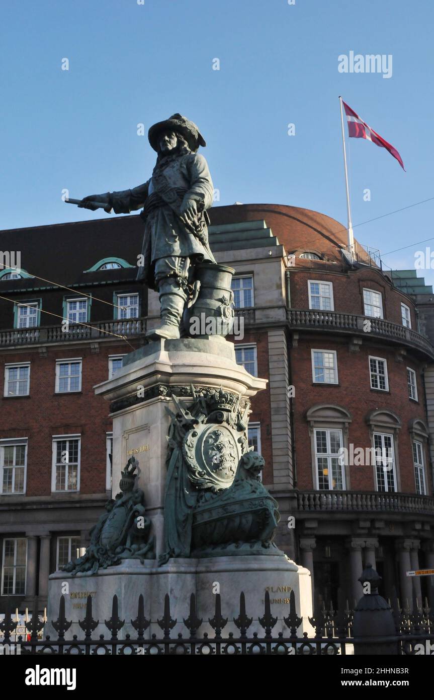 Copenhagen/Denmark./25 January 2022/Statues of great dane Niels Juel in ...