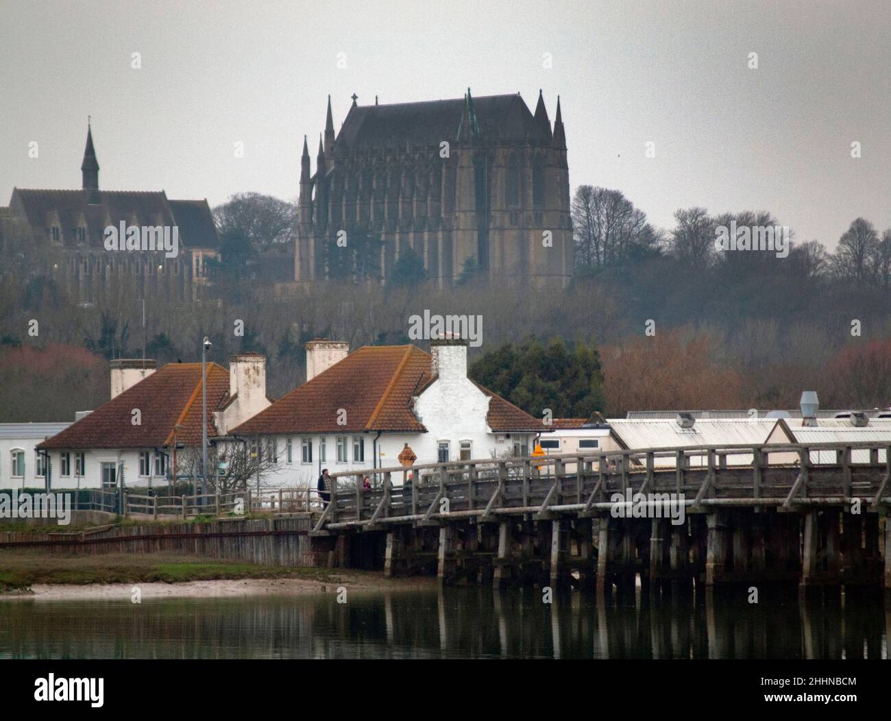 The River Adur with Lancing College beyond Stock Photo - Alamy