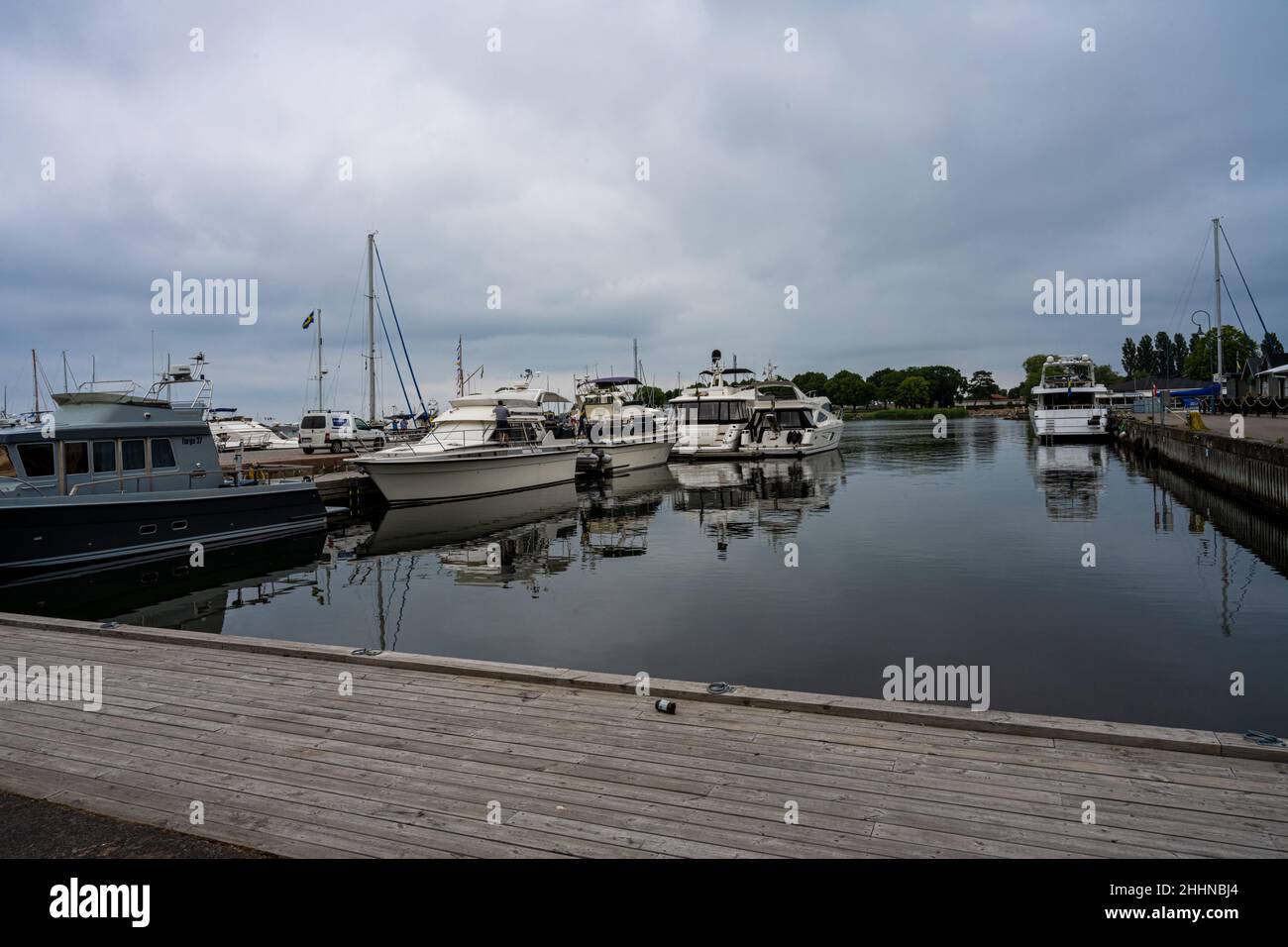 BORGHOLM, SWEDEN - JUNE 24, 2021: Borgholm harbor on Swedish Baltic Sea ...