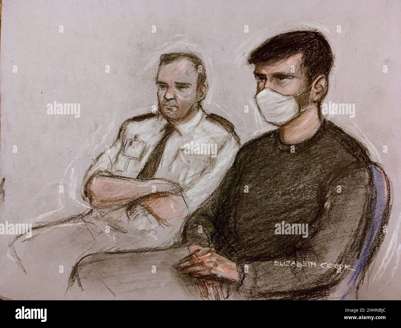 Court artist sketch by Elizabeth Cook of Vasile Culea in the dock at ...