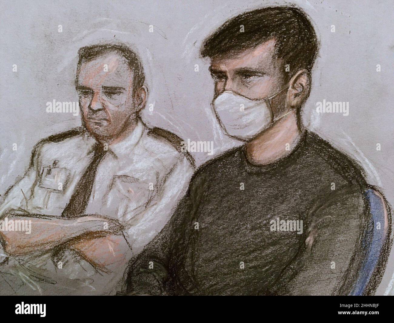 Court artist sketch by Elizabeth Cook of Vasile Culea in the dock at ...