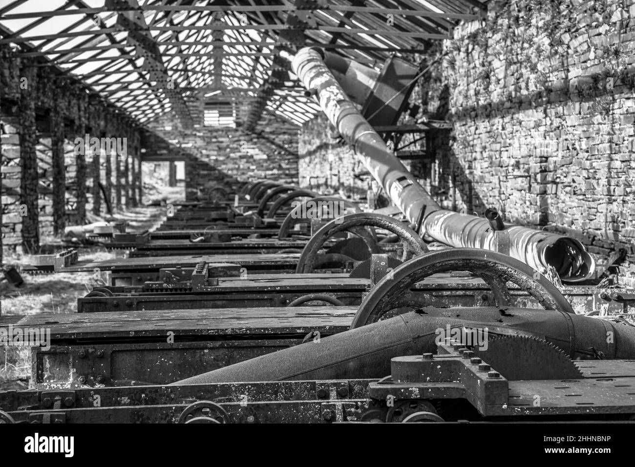 Disused slate quarry mill saw beds. Slate cutting beds, mill house ...