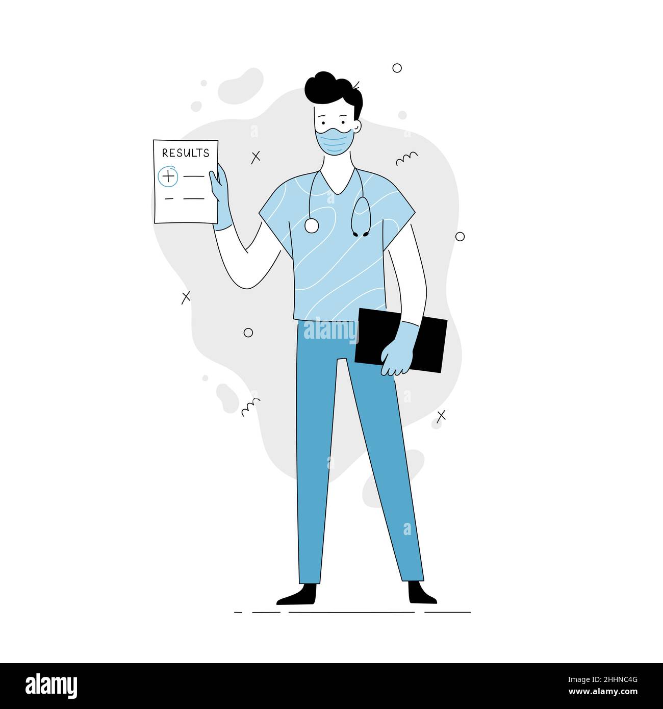 Medical covid test positive result. Doctor character hold clinic test ...