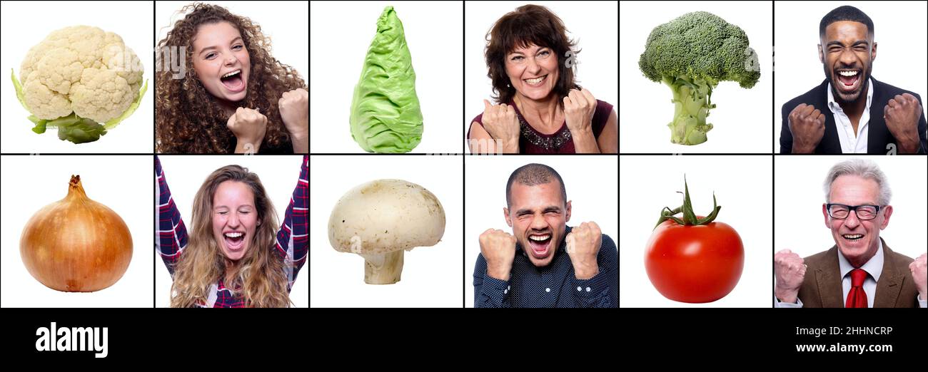 Beautiful happy people with food Stock Photo - Alamy