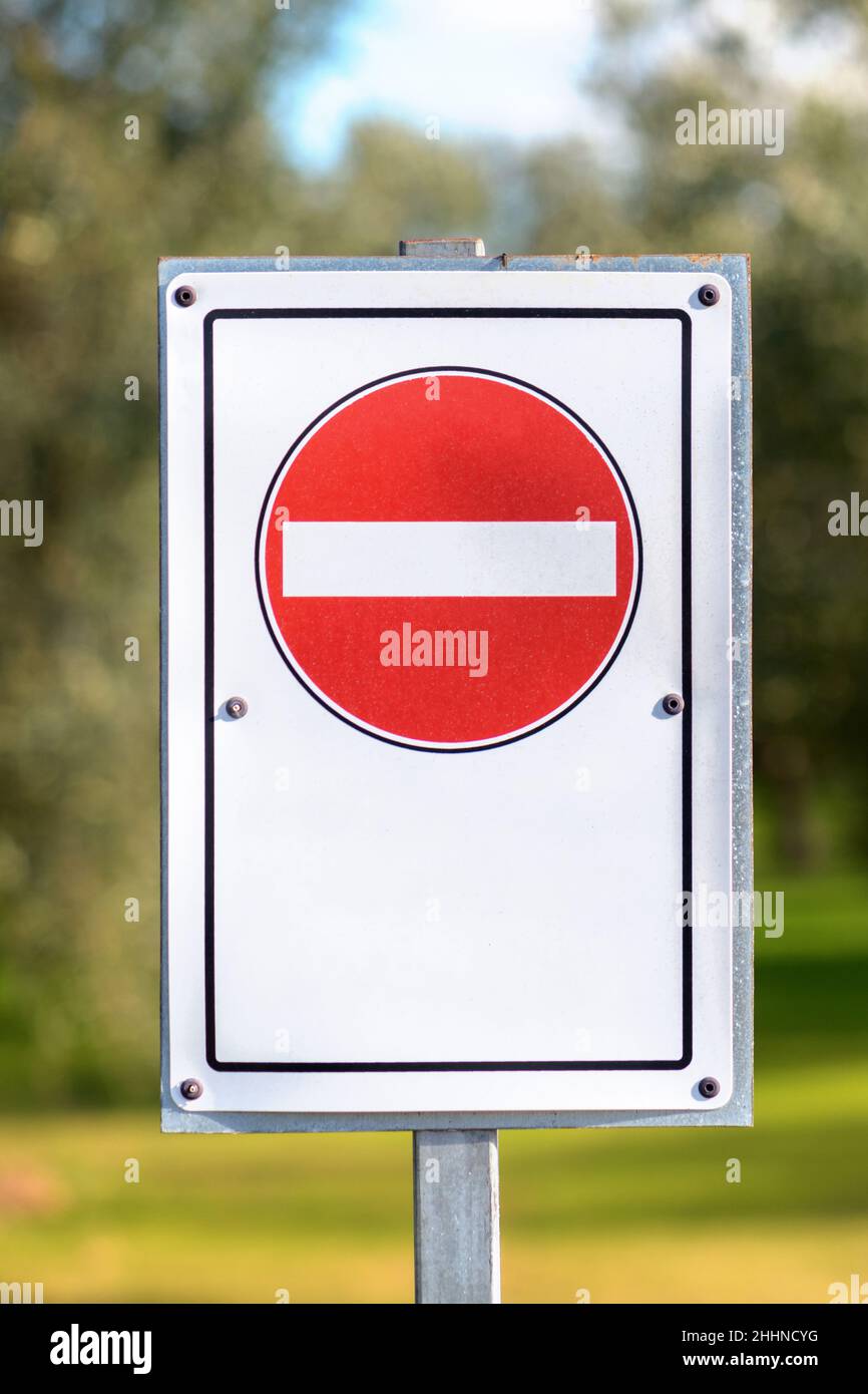 Stop sign no entry, Private area information board, outdoor in olive ...