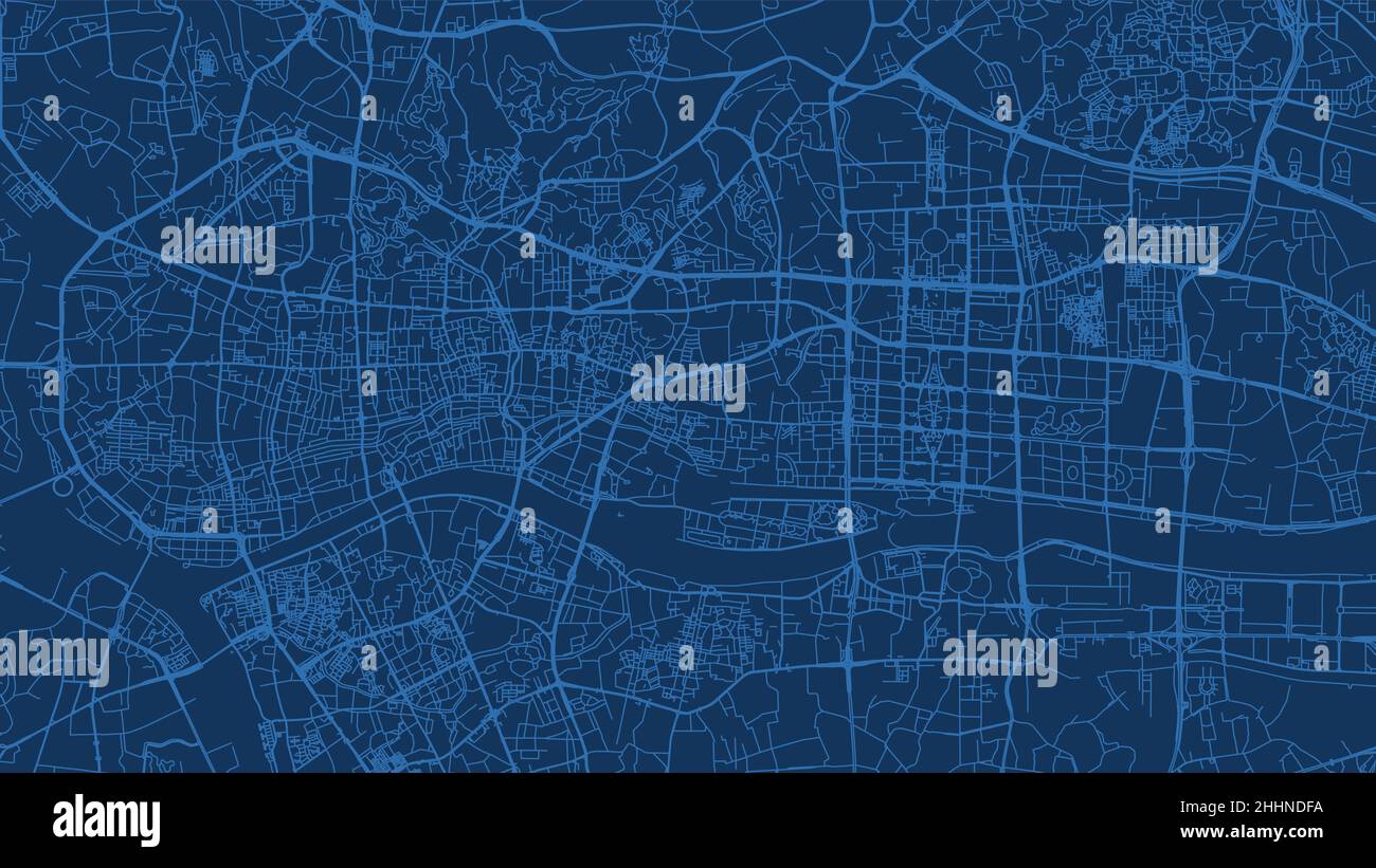 Guangzhou city China municipality vector map. Blue street map ...