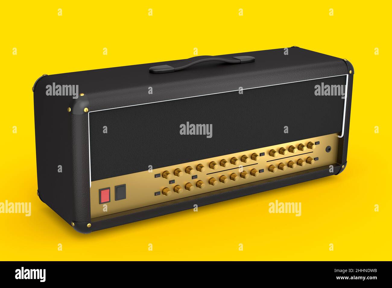 Classical electric and acoustic guitar amplifier isolated on yellow ...