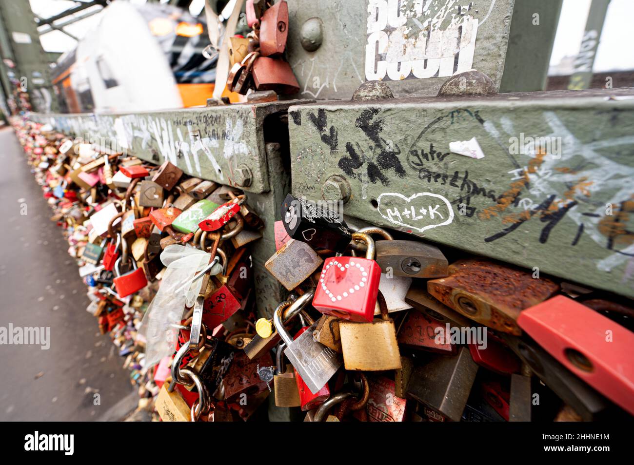 Cologne, Germany. 25th Jan, 2022. Numerous locks are attached to the ...