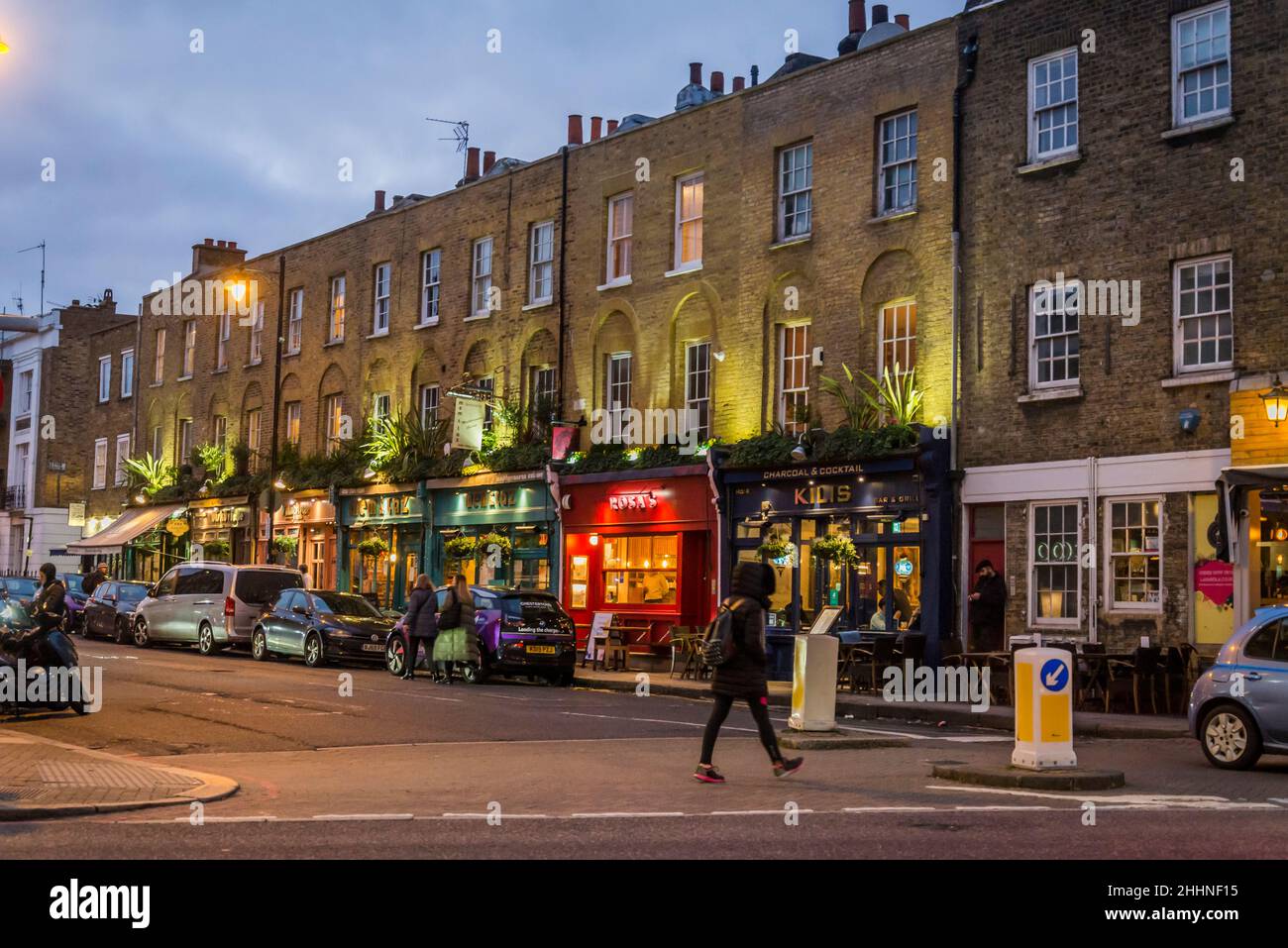 Upper street, the central thoroughfare of Islington at night, London ...