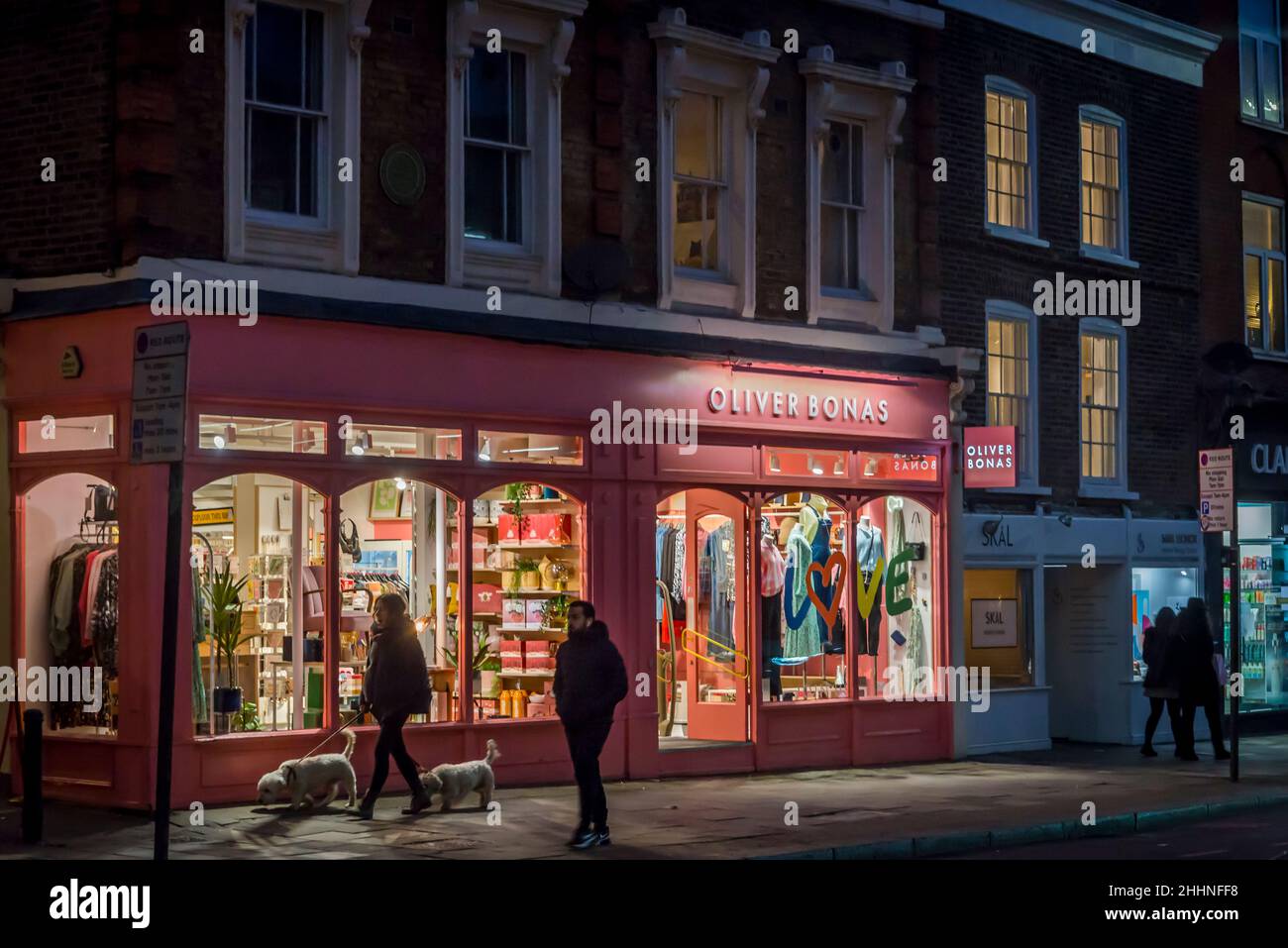Upper street, the central thoroughfare of Islington at night, London ...