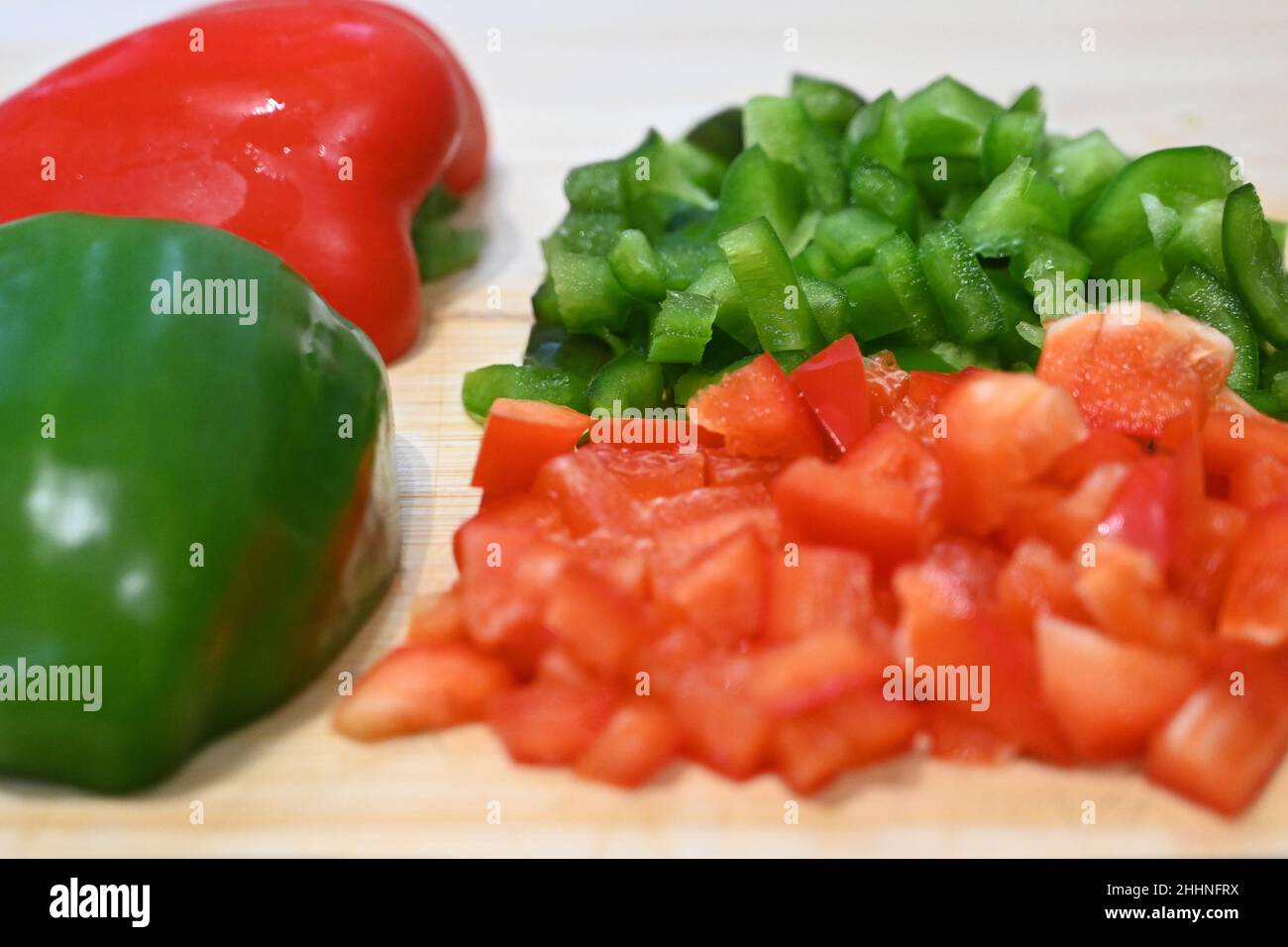 chopped peppers food preparation, cooking in the kitchen Stock Photo ...