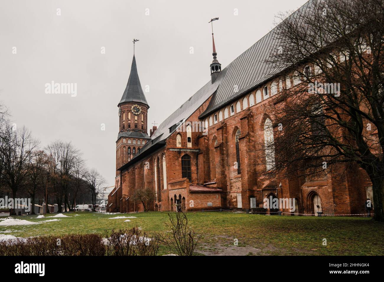Cathedral in Kaliningrad front view. Medieval architecture of the ...