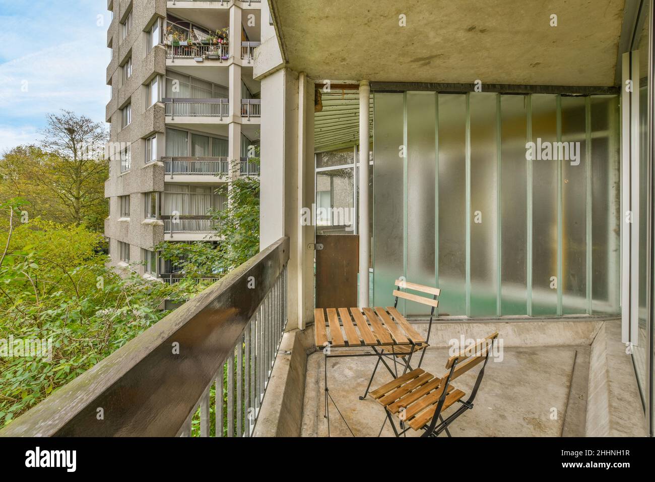 Balcony of a beautiful house in the daytime Stock Photo - Alamy