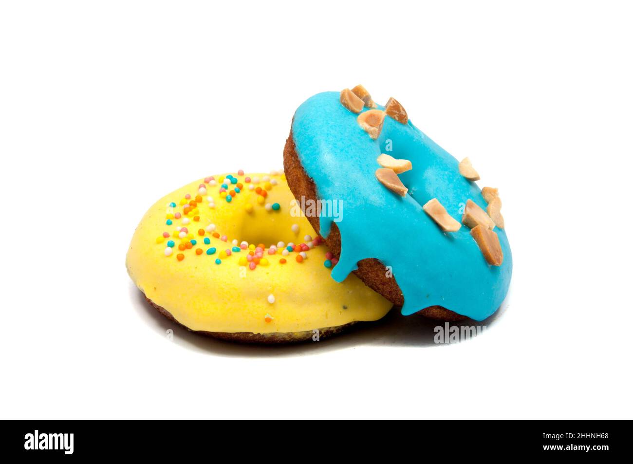 Chocolate exclusive dessert two donuts isolated on the white Stock ...