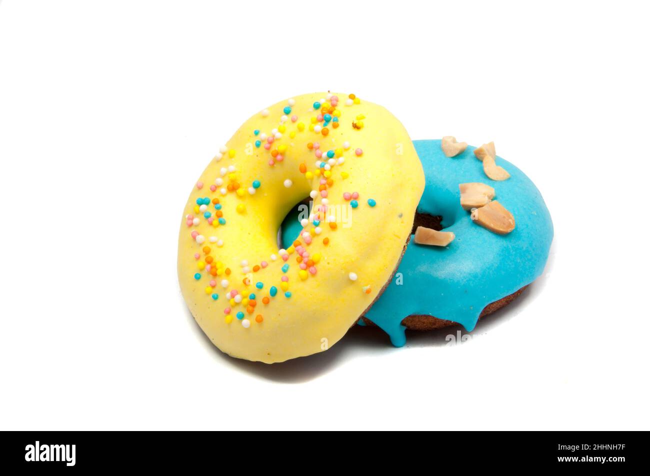 Chocolate exclusive dessert two donuts isolated on the white Stock ...