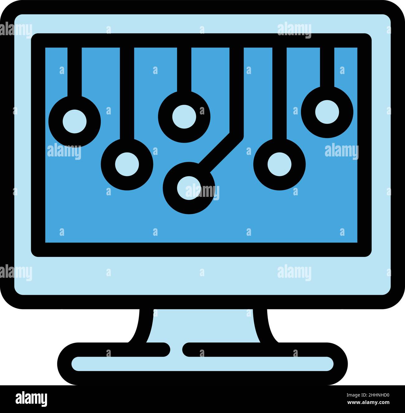 Artificial monitor computer icon outline vector. Brain ai. Network ...