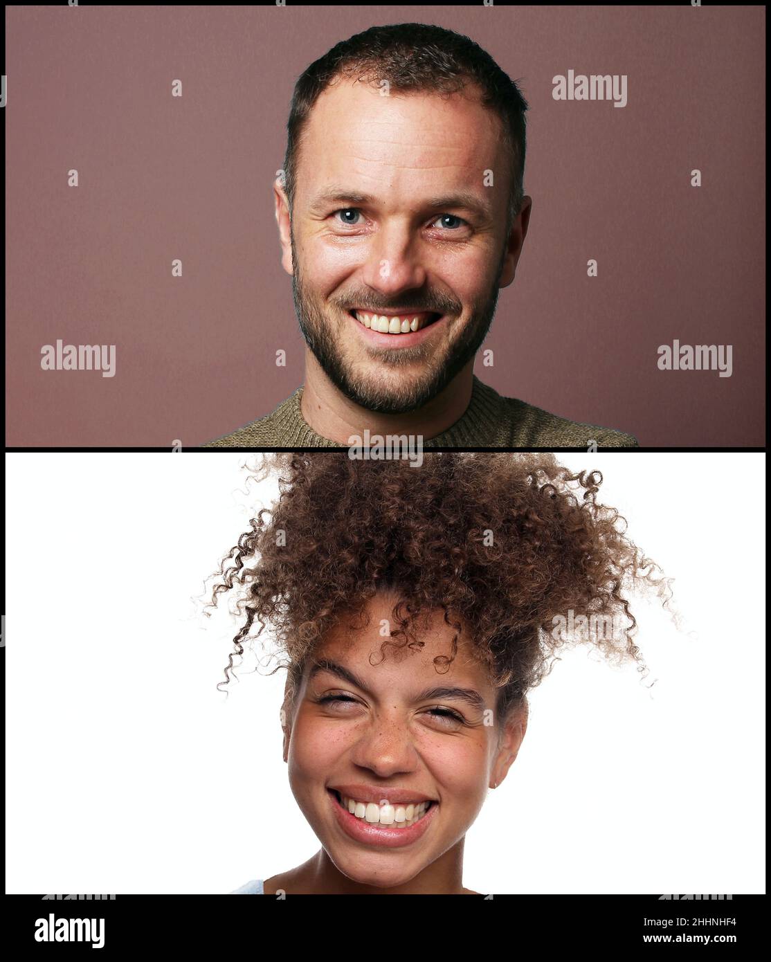 Beautiful happy people in front of a background Stock Photo - Alamy
