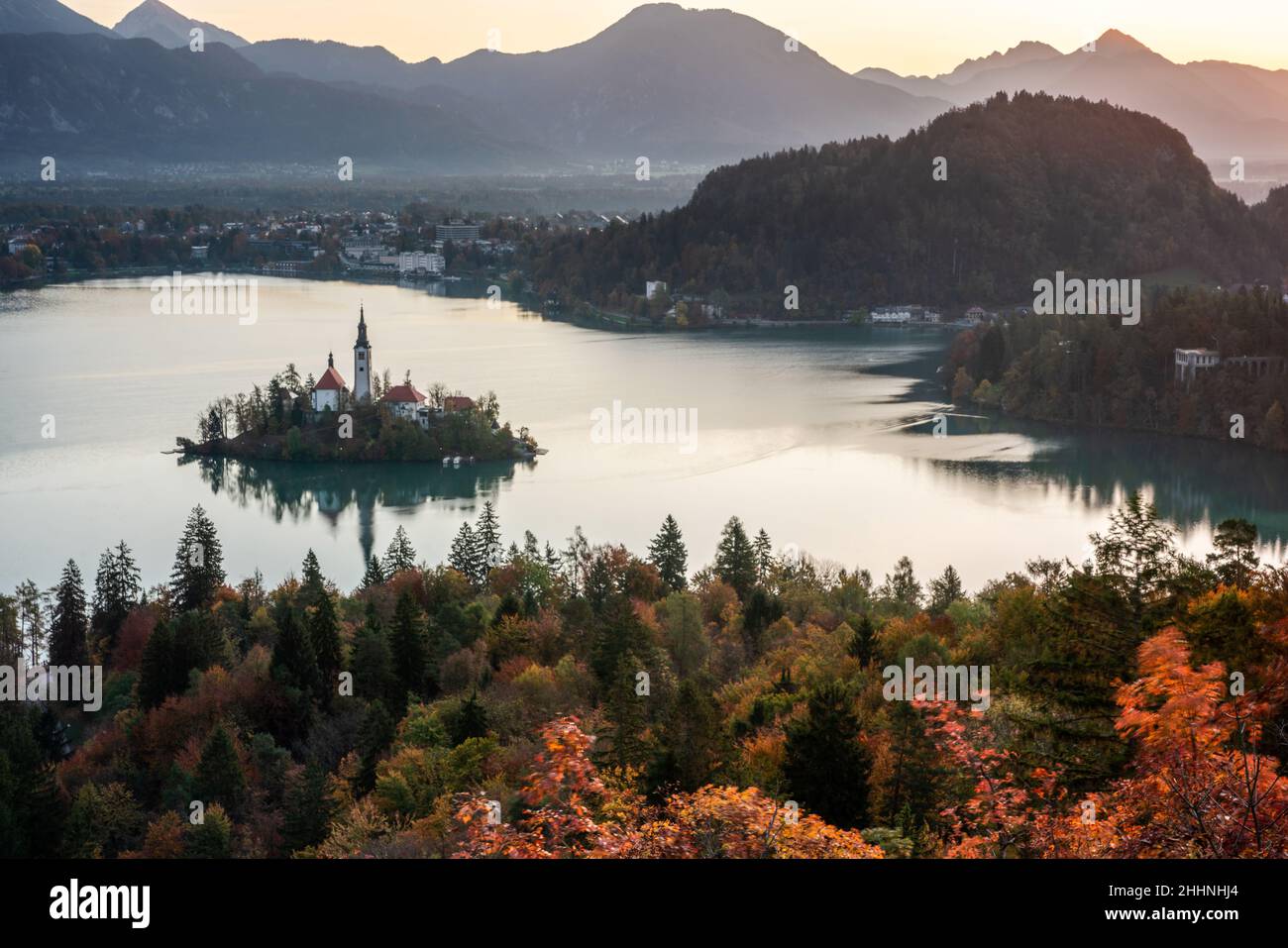 The silence of the ancient cities of Europe. Panoramic morning view of ...