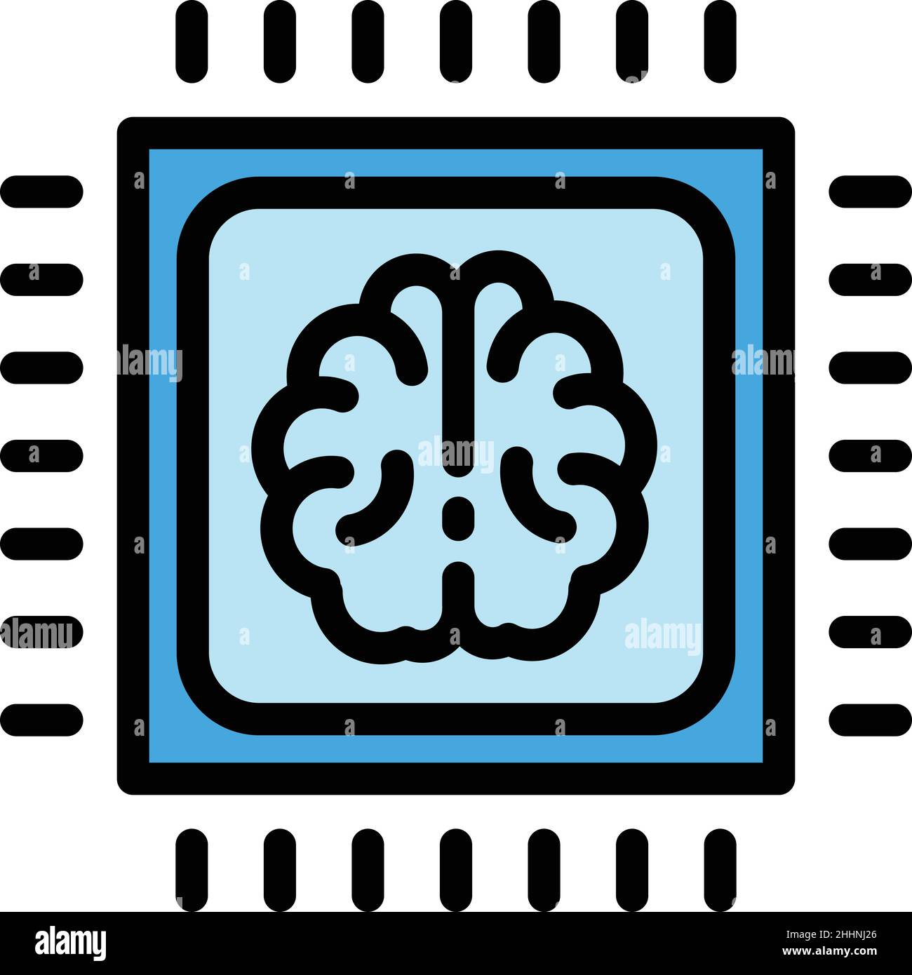 Ai brain processor icon outline vector. Digital circuit. Science ...