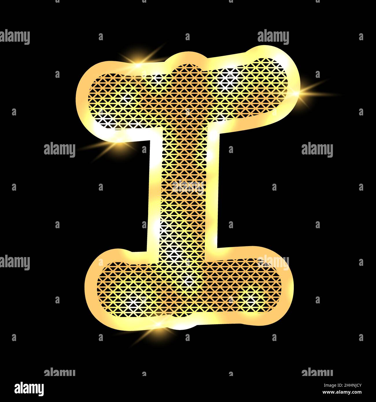 Golden alphabet with highlights on a dark background. Letter I Stock ...
